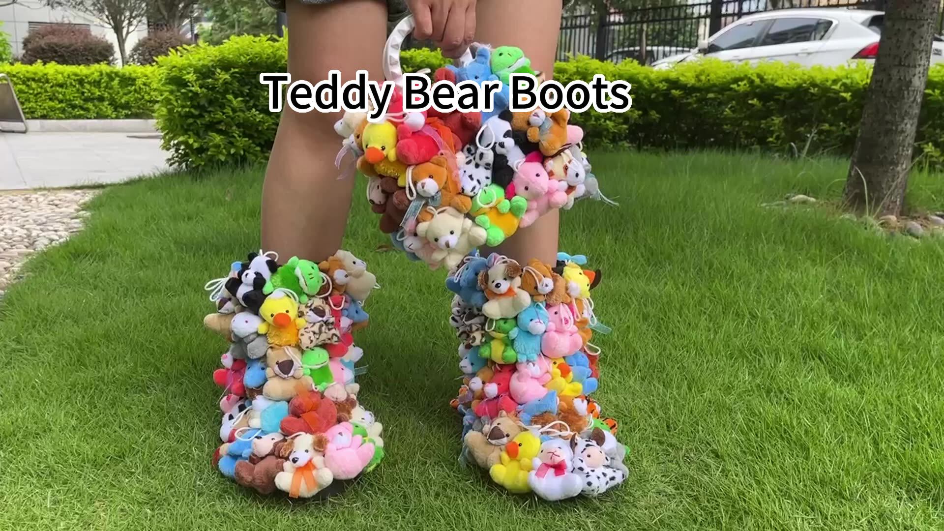 Adult Kid Plush Teddy Bear Snow Boot Mommy And Me Stuffed Animal Botas ...