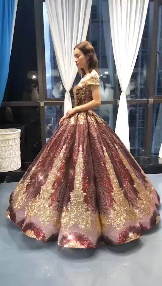 Rsm66754 Hot Selling Heavy Sequin Ball Gown Gown Evening Dress High ...