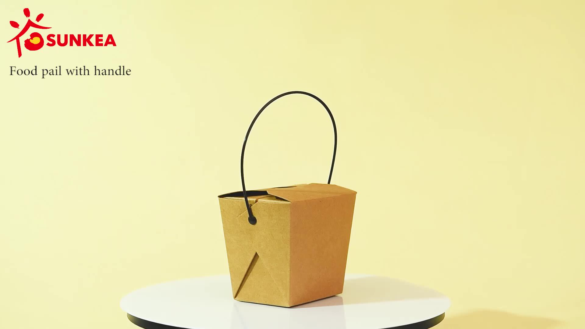 Custom 26oz Chinese Square Food Pail / Kraft Paper Noodle Takeout Box ...