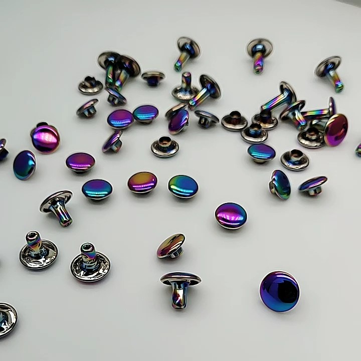 High Quality Copper Material Rainbow Color Push Rivet 9mm Double Cap ...