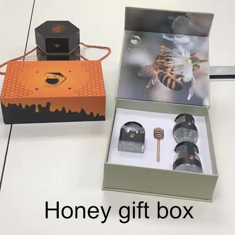 Luxury Paper Cardboard Honey Jar Bottle Packaging Black Elegant ...