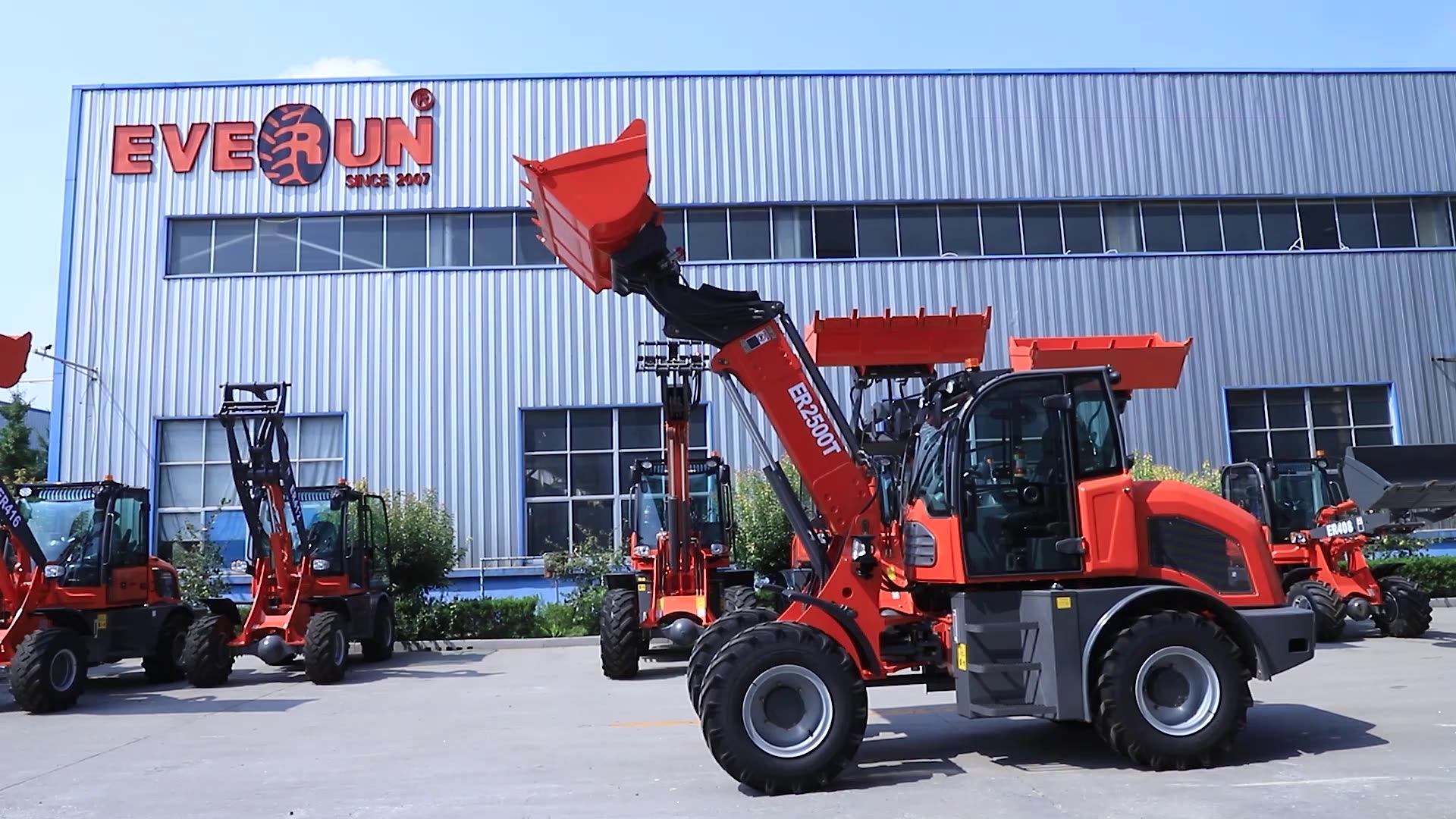 Everun Er2500t 2.5ton Micro Front End Chinese Bucket Compact Small Mini Articulated Telescopic ...