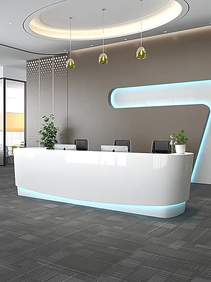 Qtz02 Hotel Reception Counter Office Desk New Round Modern Custom Led ...
