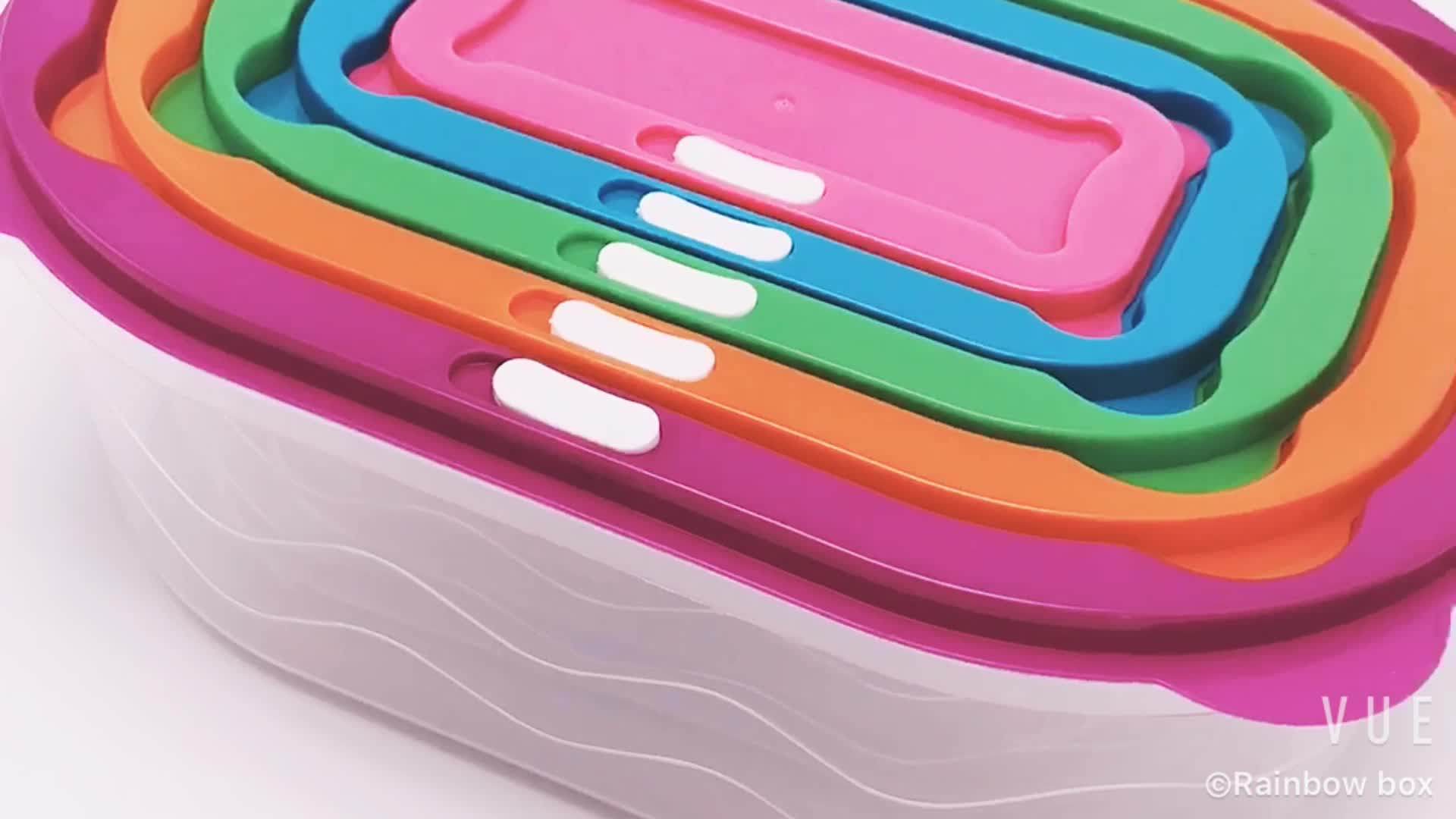 Kitchen Rainbow Colorful Pp Plastic Airtight Food Storage Container Set ...