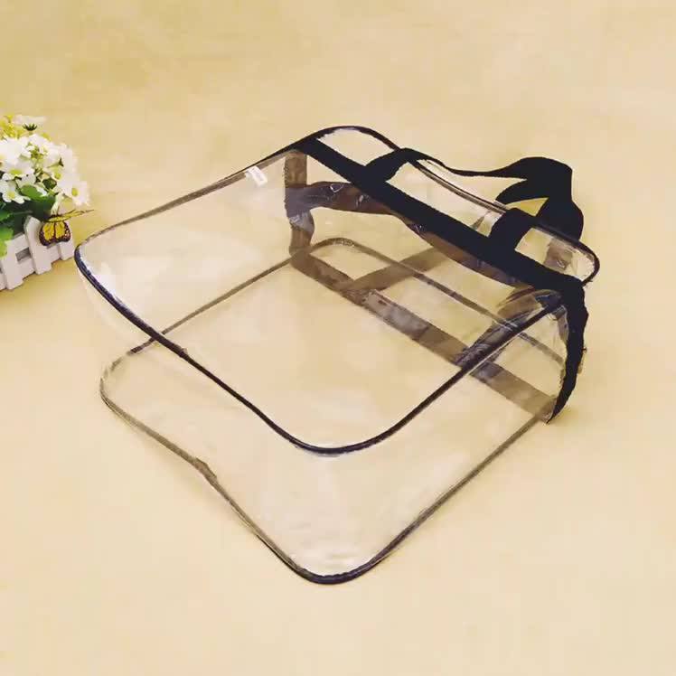 Custom Handbag Clear Pvc Plastic Bag With Snap Button Transparent Pvc ...