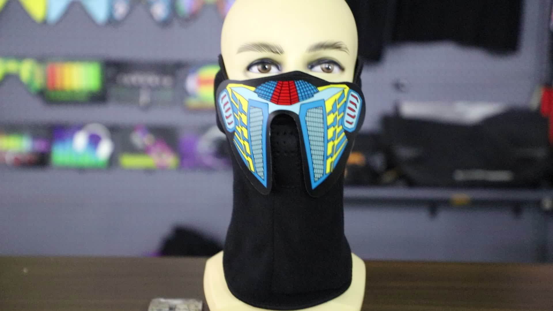 2019 Flashing Custom Sound Activated Light Up Glow Neon El Mask For ...