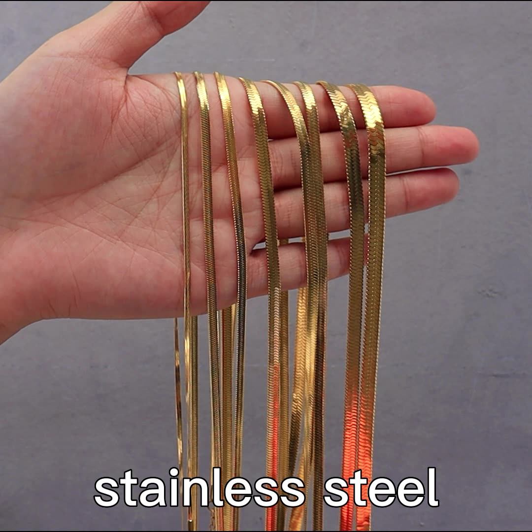 Minimalist Stainless Steel Flat Snake Chain Necklace Men Women Jewelry ...