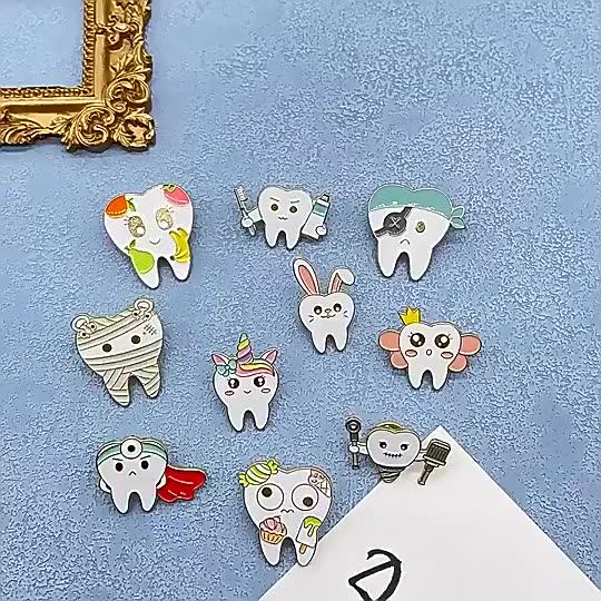 Metal Souvenir Dental Dentist Protect Teeth Brooch Lapel Pin Badge ...