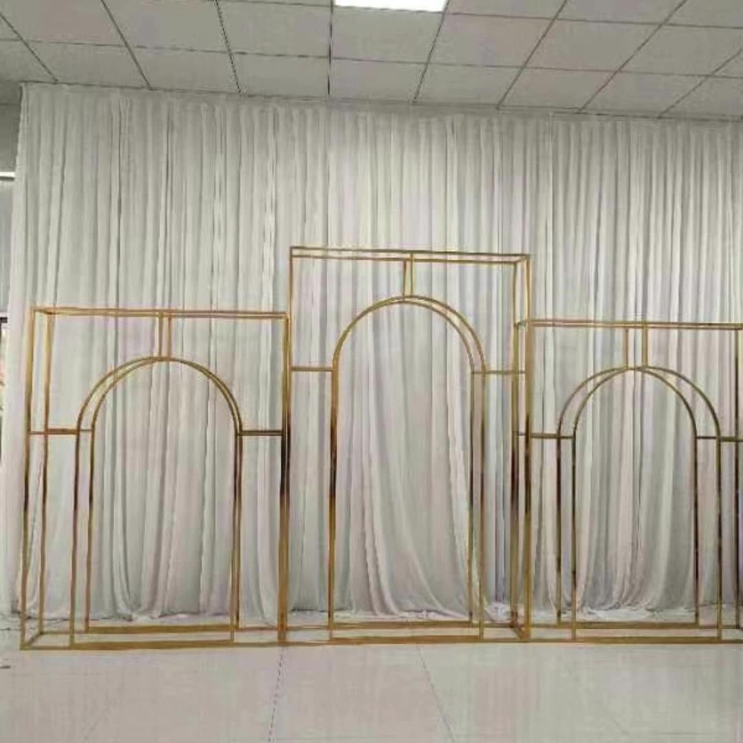 Wedding Arch Metal Gold Arched Decoration Wedding Stage Backdrop Stand ...