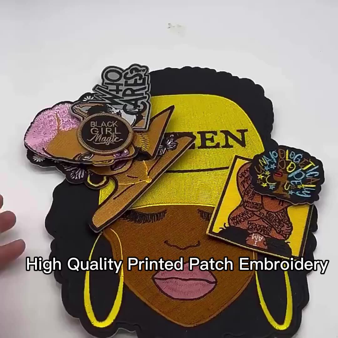 Low Moq Iron On Cartoon Black Girl Patches Embroidery Patches Custom ...