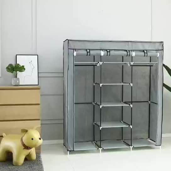 3 Sliding Door Folding Portable Assemble Fabric Cloth Wardrobe - Buy 2 ...