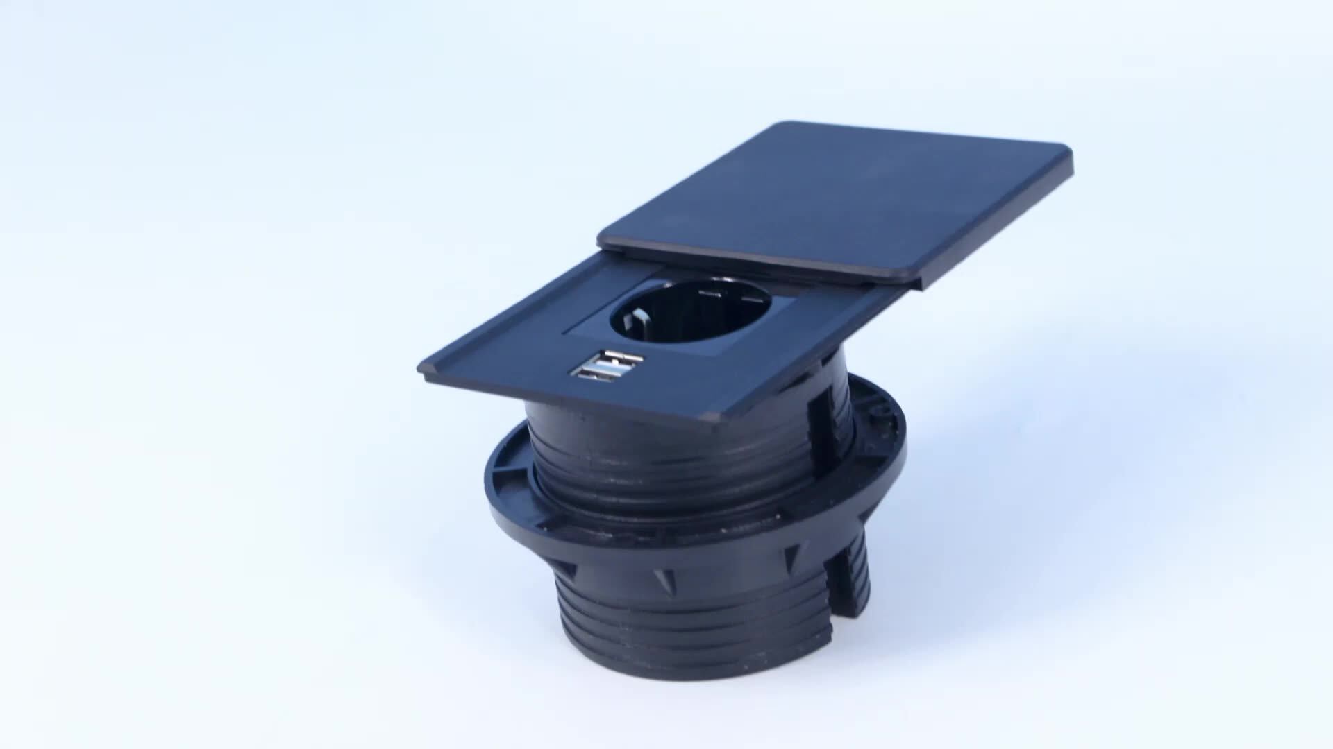 1 Ac Outlets Flush Mount Power Grommet With 2 Usb Charging Ports Black ...