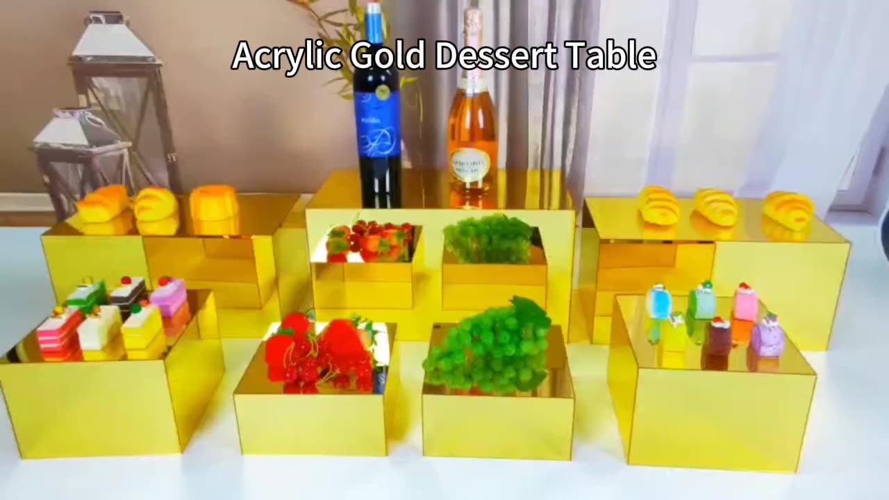 Wholesale Gold Acrylic Mirror Display Stand Food Display Risers Set ...