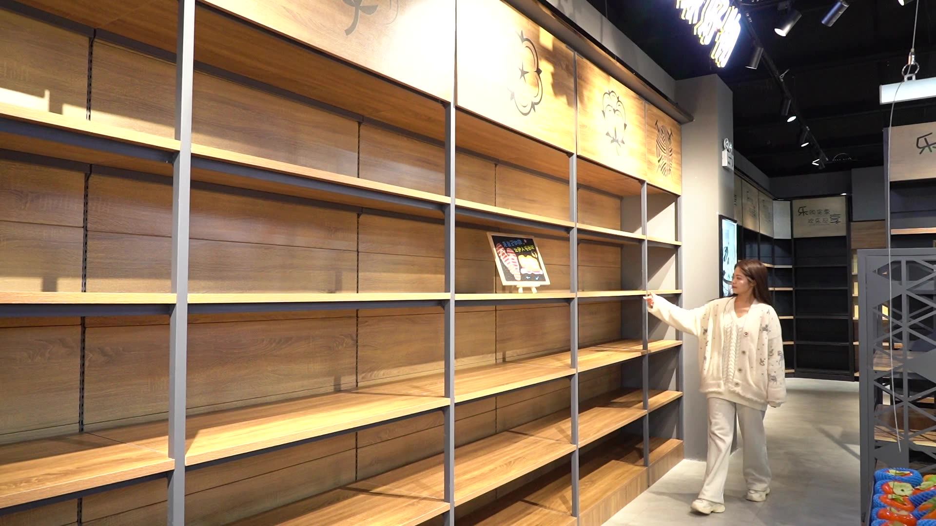 Qingdao Supermarket Wood Shelves Wall Shelf Middle Shelves Gondola For ...