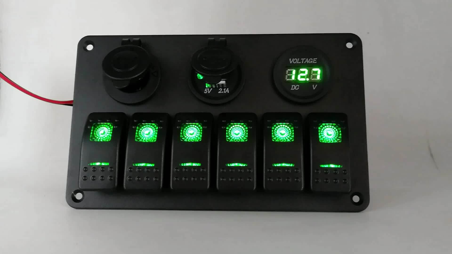 12v Aluminium Suv Offroad Truck Marine 6 Way Switch Panel - Buy 6 Way ...