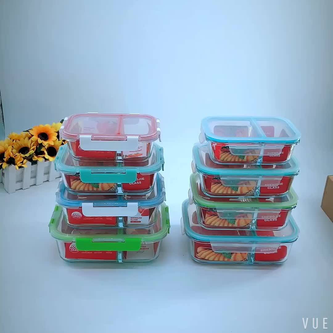 Glass Food Container 2 Compartment New Product Partition Glass Lunch ...