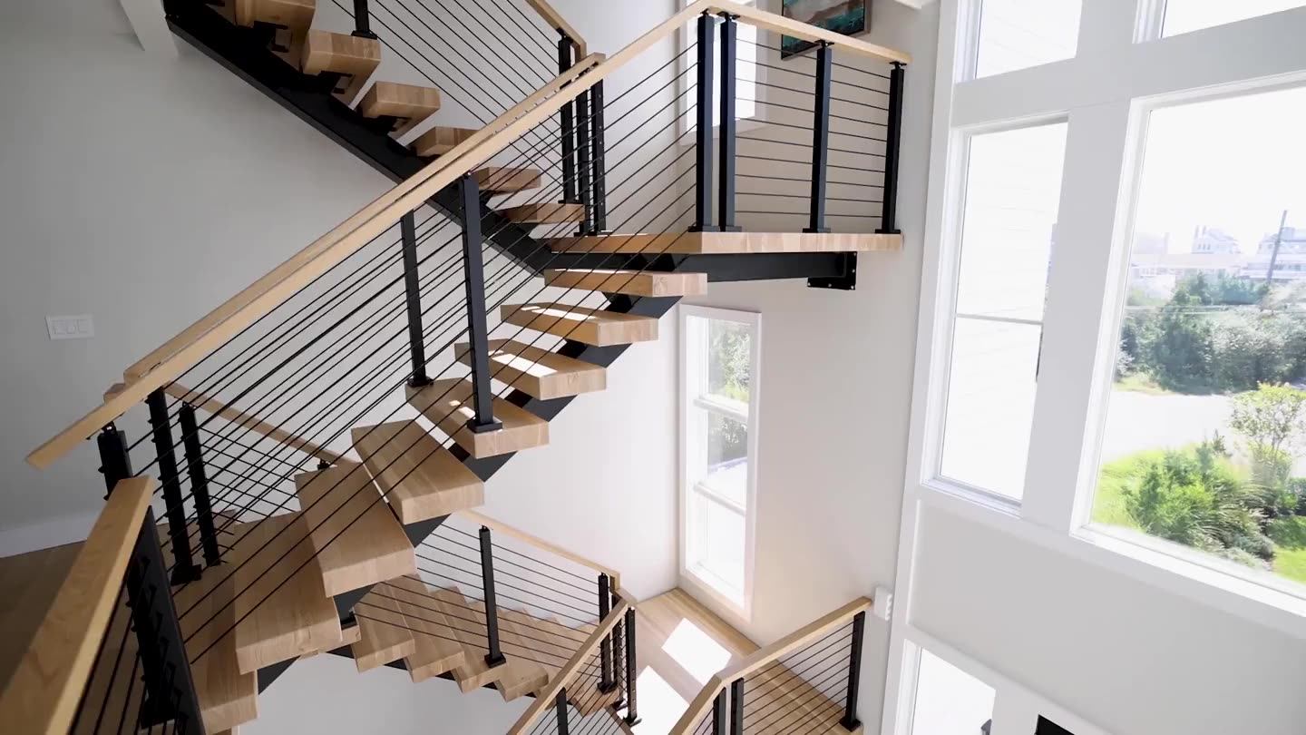 Stainless Steel Beam Straight Stairs Mono Stringer Staircase ...