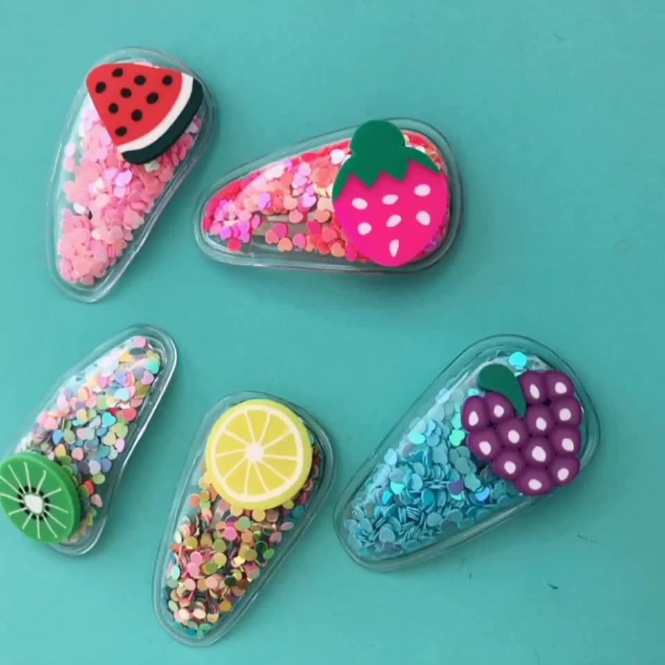Five Pieces Set New Korean Color Quicksand Clips Children's Glitter ...