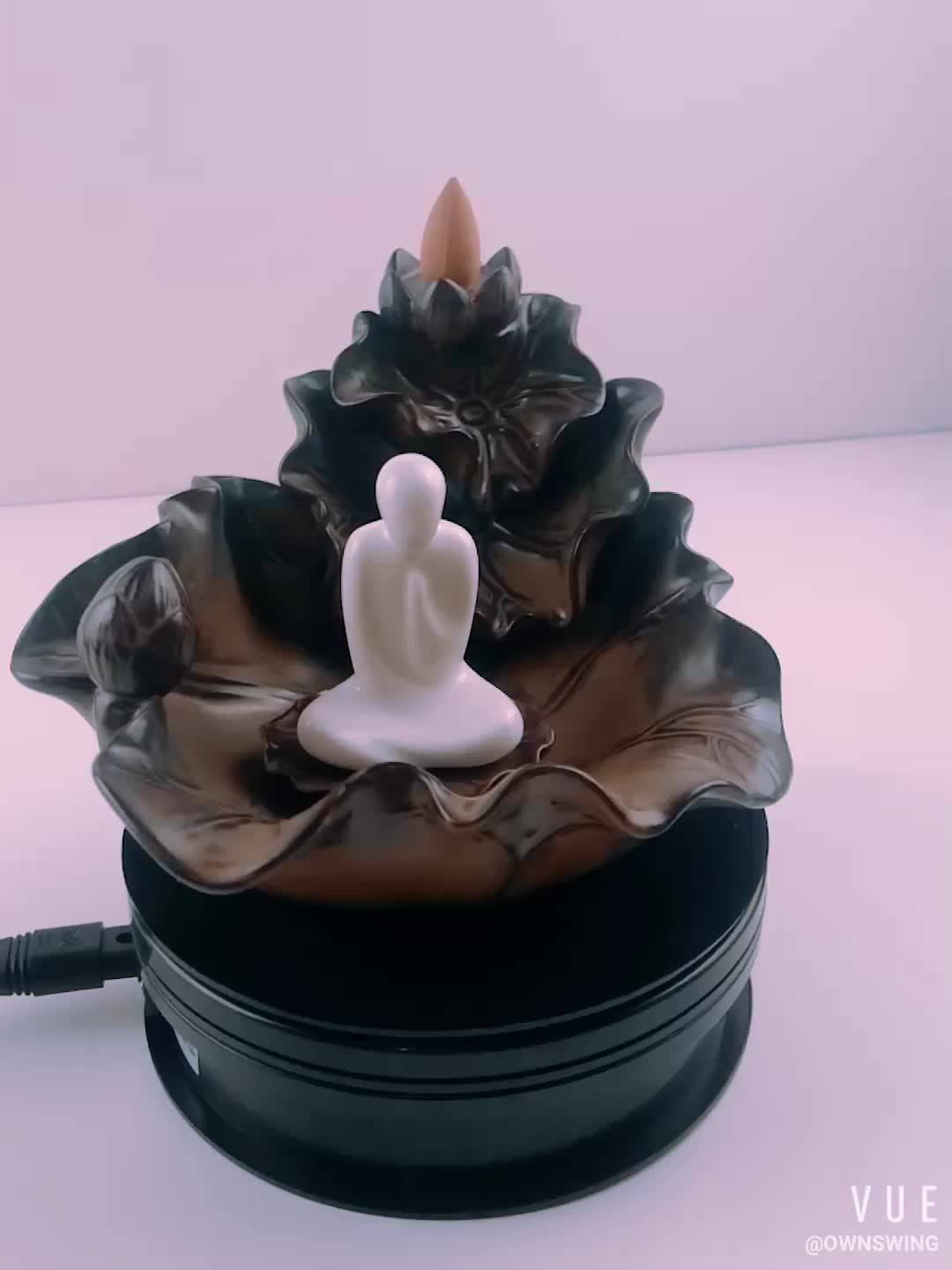 Flowing Ceramic Smoke Cone Big Lotus Designed Censer Backflow Incense ...