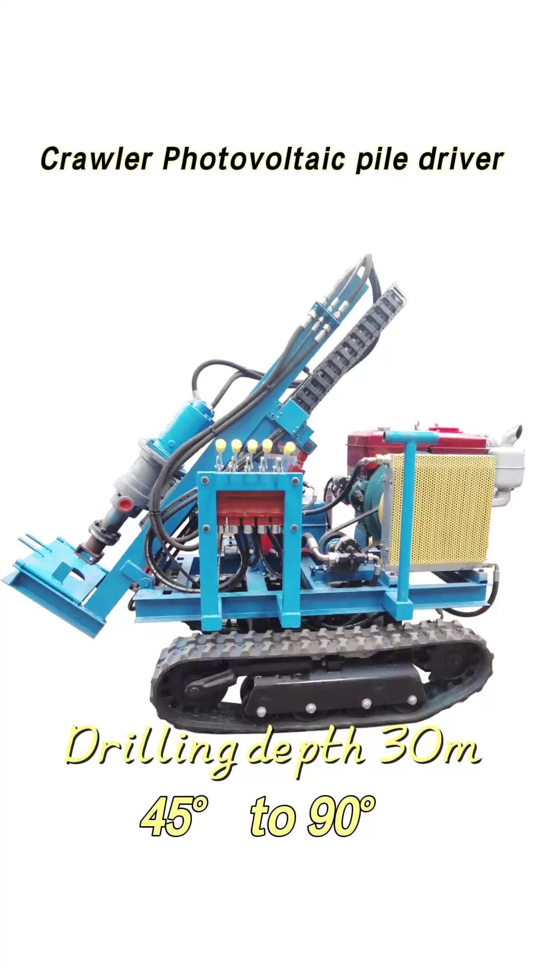 25hp Solar Pile Tracked Photovoltaic Pile Driver Equipment Bore Post ...