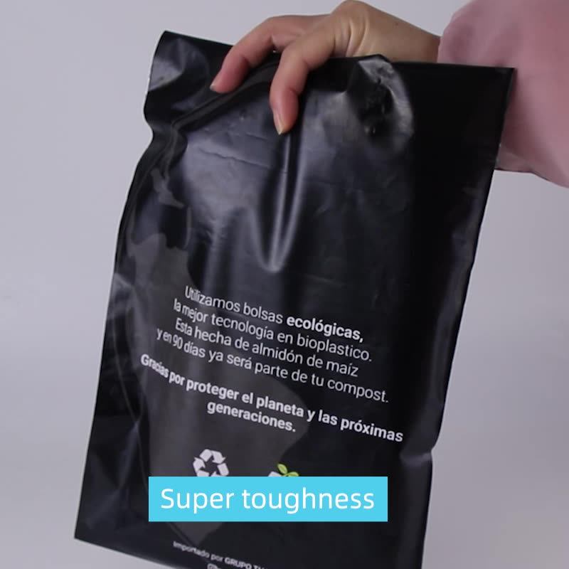 Custom Printed Logo Biodegradable Black Polybag Thank You Shipping ...