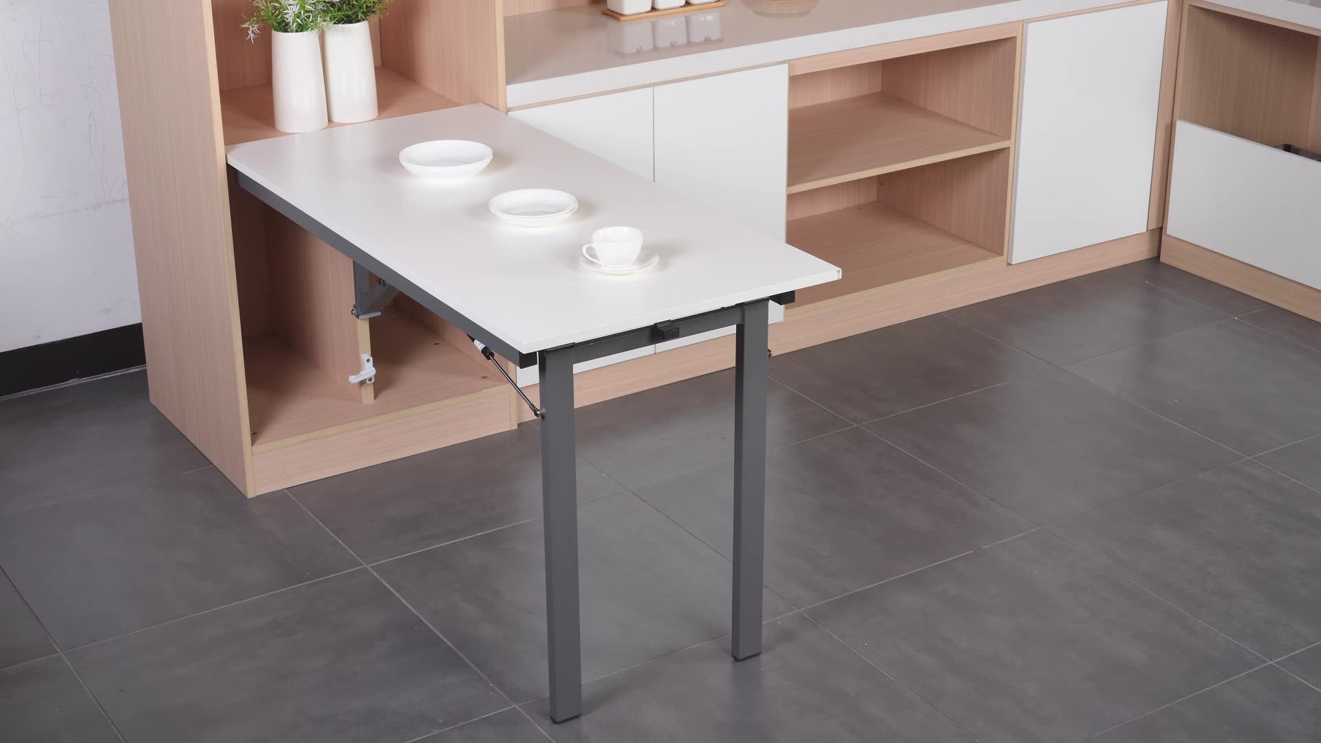 Kitchen Multifunction Space Saving Dining Table Wooden White Folding ...