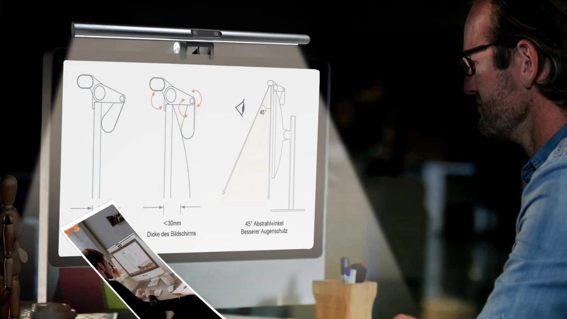 Computer Desktop Camera Microphone Webcam Screenbar Halo Led Curved ...