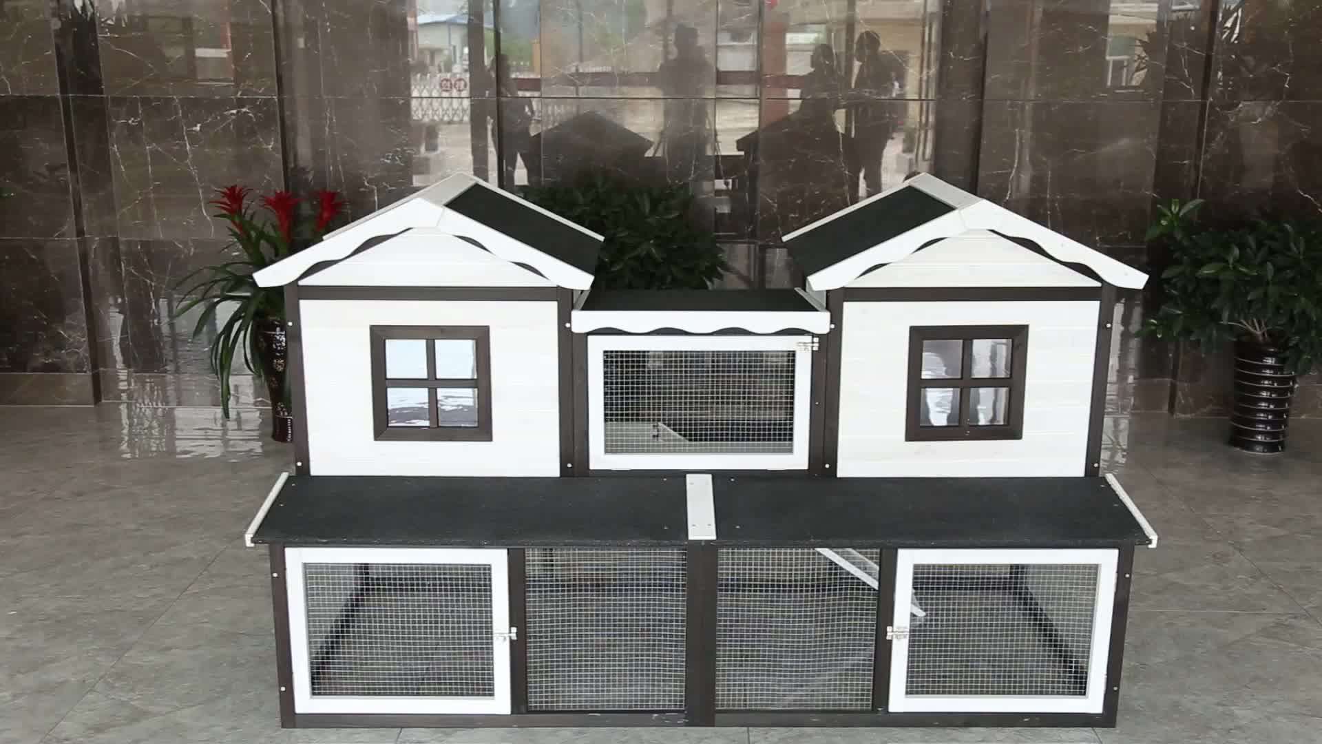 2 Tier Cottage Style Rabbit Wooden Hutch House Outdoor Rabbit Hutch ...