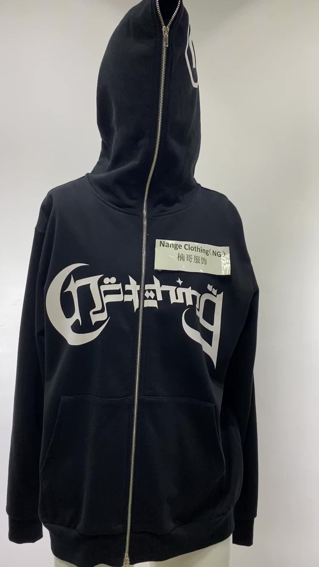 Custom Terry Men 3d Puff Print Full Face Zip Up Hoodie - Buy Puff ...