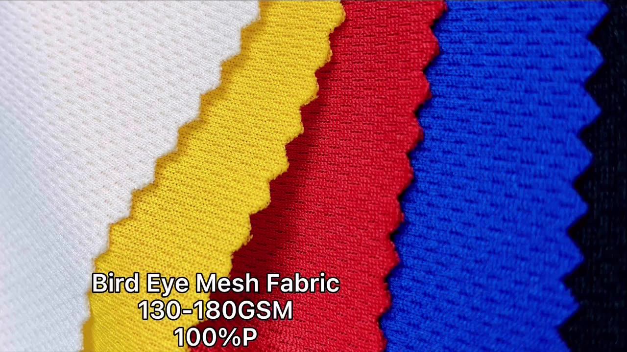 Fabrics Textile Raw Materials Wicking Knitted Polyester Bird Eye Hole Mesh T Shirt Fabric For ...