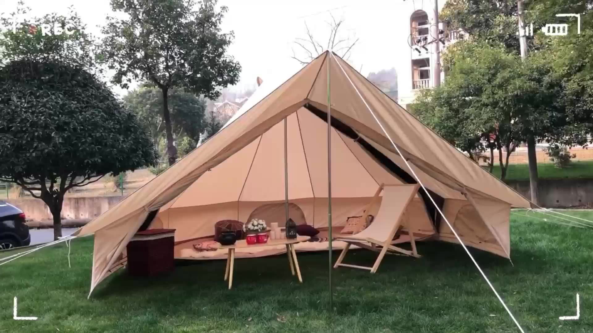 5m Bell Tent Awning Beige Color Permanent Canvas Tent Bell Canopy ...