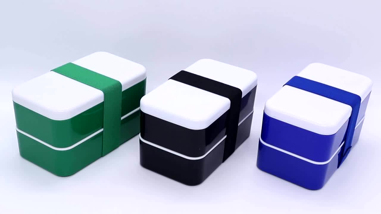 Double 2 Layer Plastic Lunch Bento Box With Fork And Knife And Belt ...