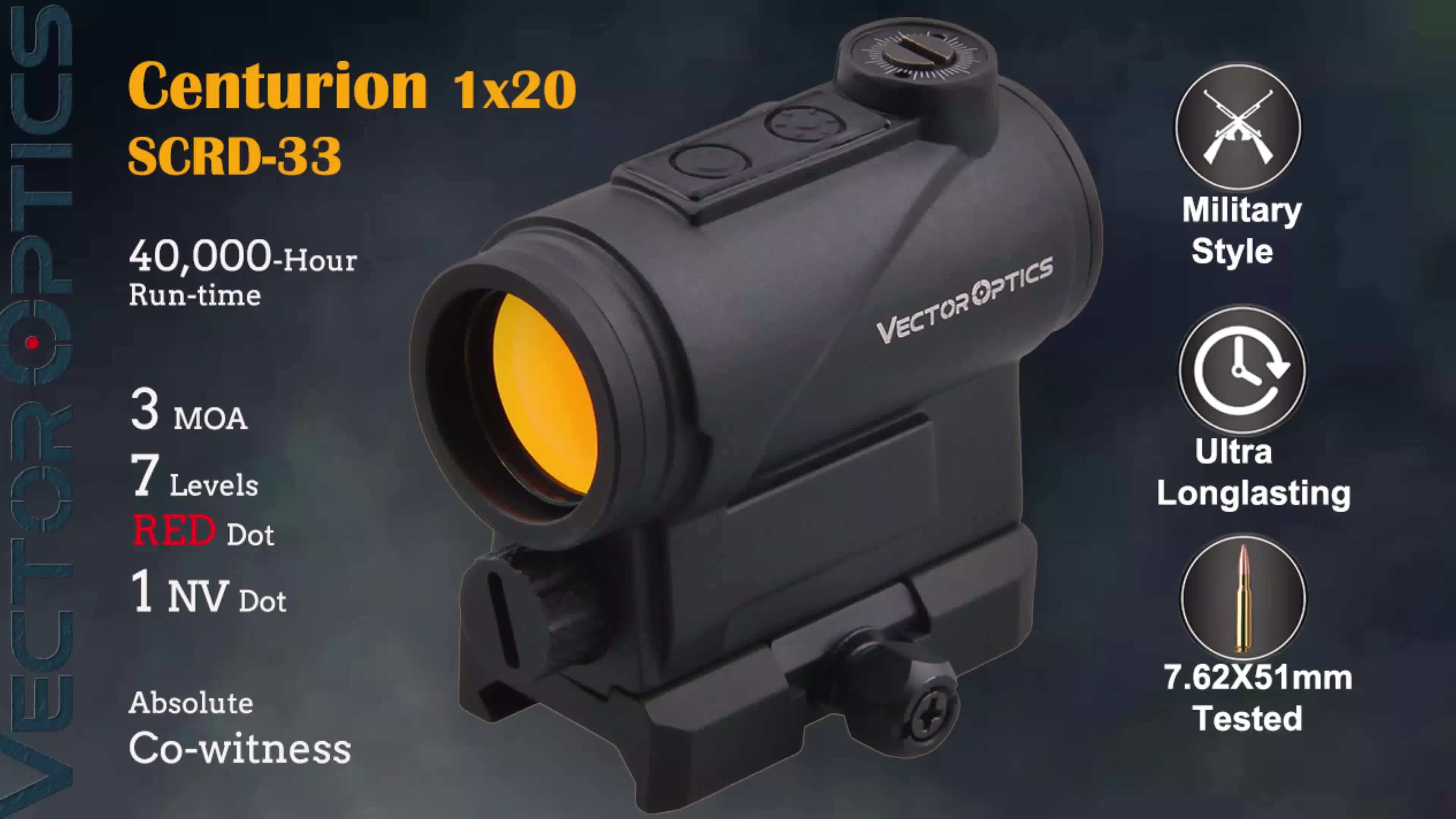 Vector Optics Centurion 1x20 Red Dot Sight Scope 3moa Dot Size Riser ...