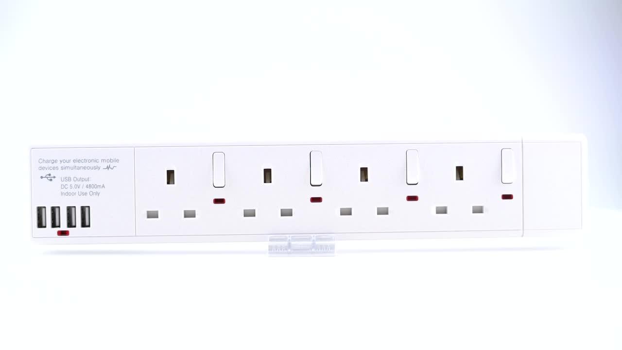 4800ma Usb Output With 13a 4-gang Power Usb Extension Cable With Fused ...