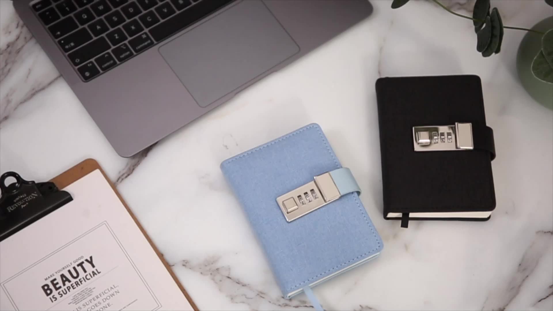 Cagie Fabric Pocket Password Notebook With Lock Diary A6 Journal ...