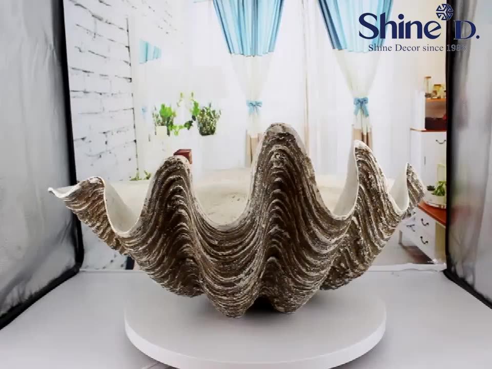 Artificial Resin Garden Giant Clam Shells Statue Sea Shell Planter ...