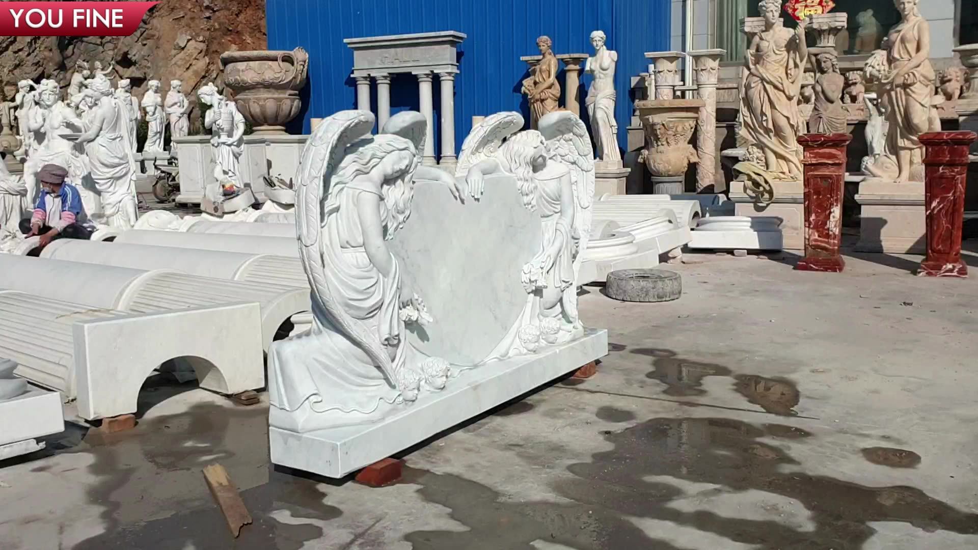 Custom Luxury Cemetery Tombstones And Monuments Headstones With Cherub ...