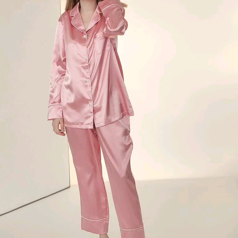 Women Silky Polyester Satin Pijamas Fashion Satin Pajamas Sets Sexy ...