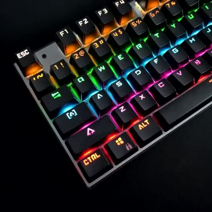 Mechanical Gaming Keyboard Rainbow Backlit Ultra-slim Wired Usb ...