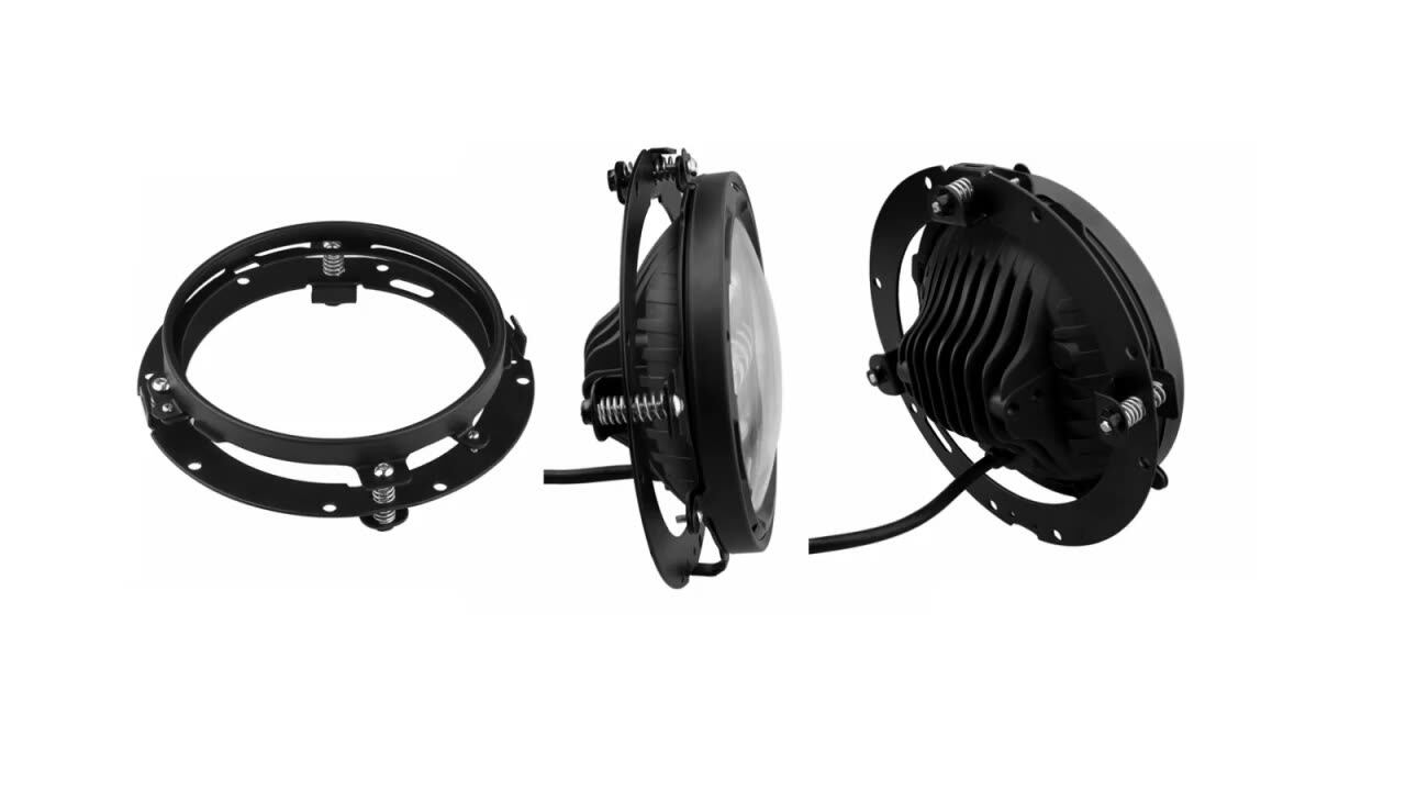 Black Chrome 7inch Round Headlight Ring Mounting Bracket For 7" Led ...