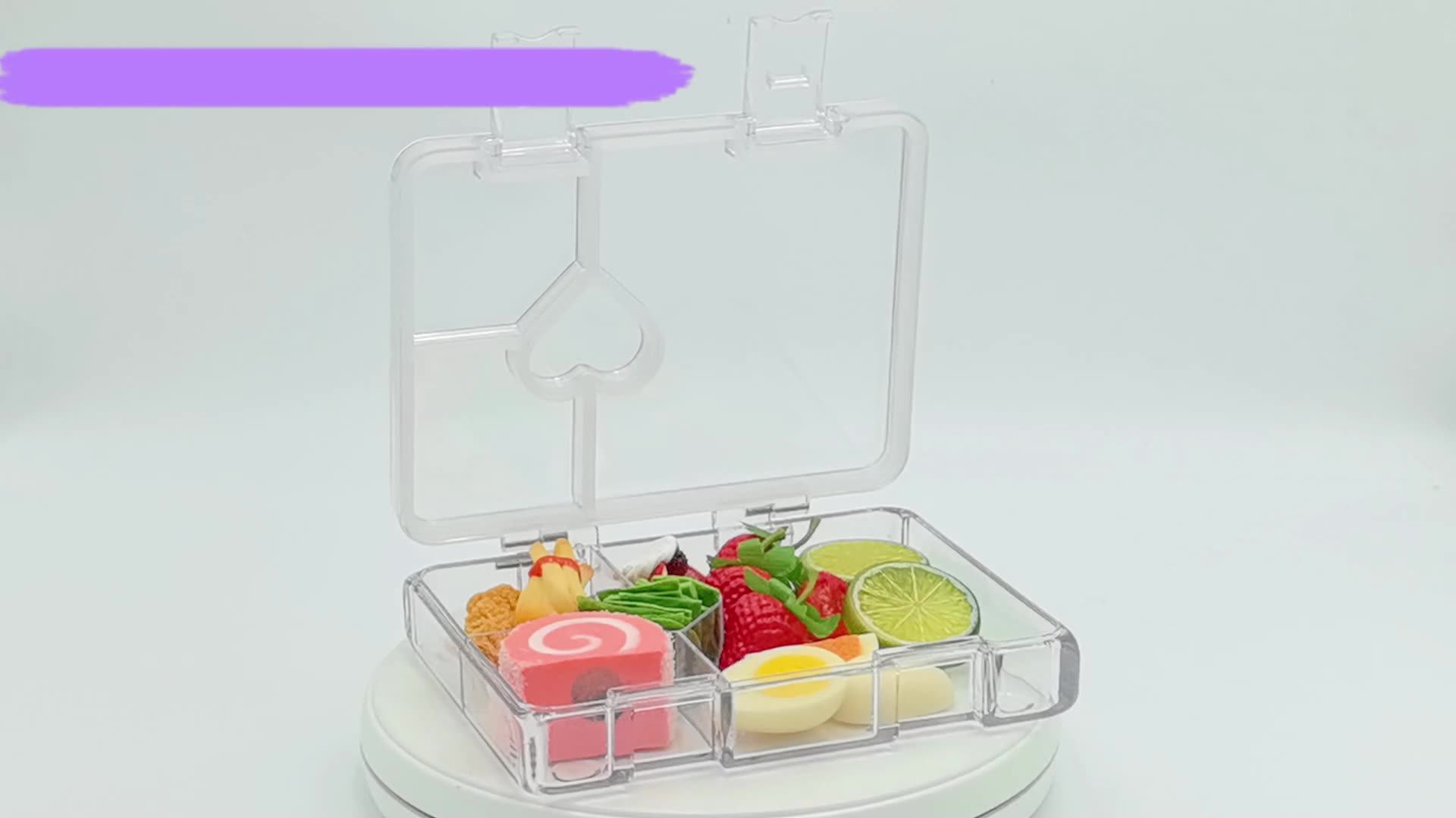 New Design Food Container Plastic Bento Lunch Box Transparent Heart ...