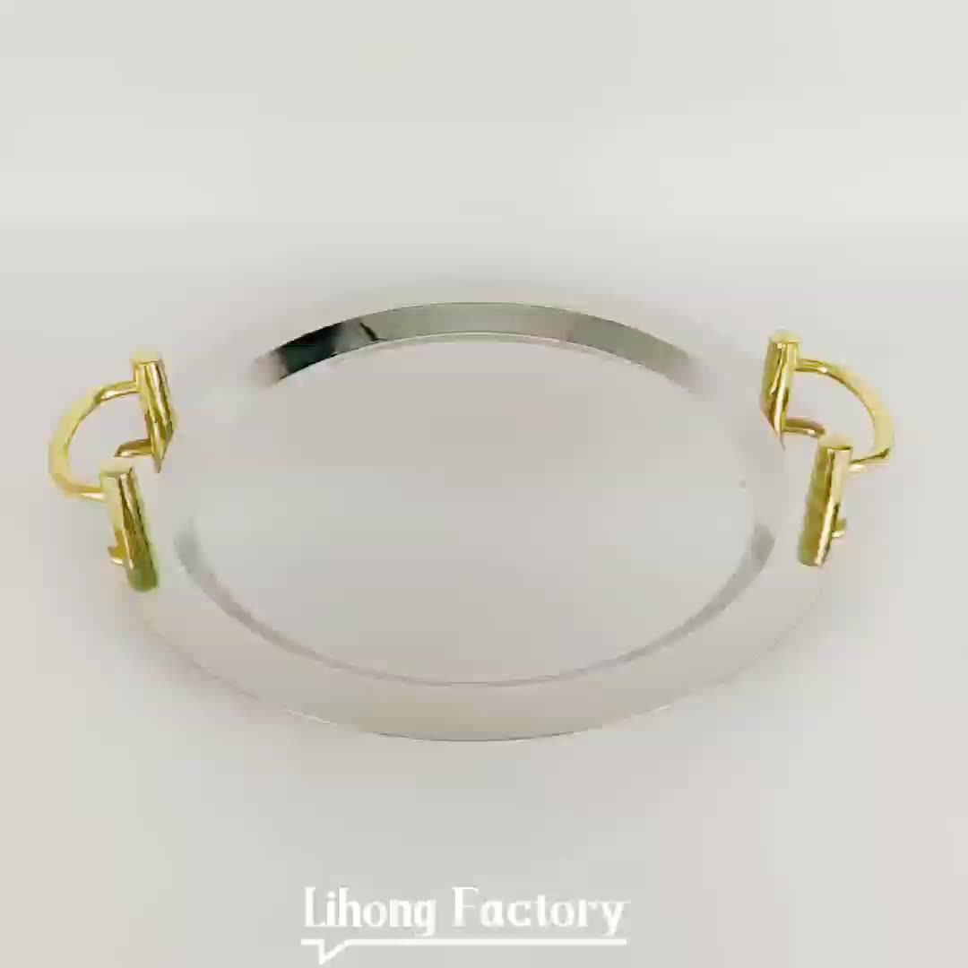 Decorative Hot Selling Round Buffet Plate Metal Food Trays Oval Mirror ...