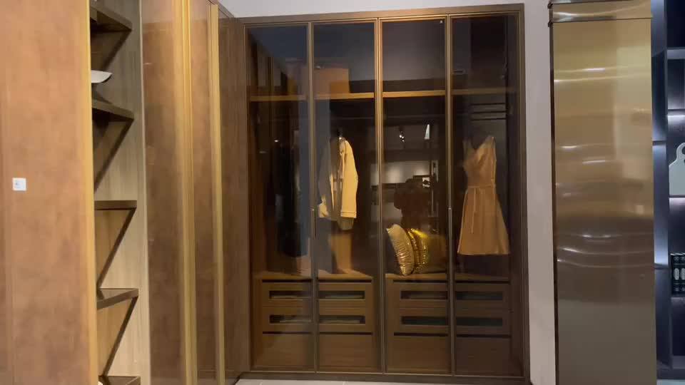 Italian Style Luxury Aluminium Glass Wardrobe Modern Closet Almirah ...