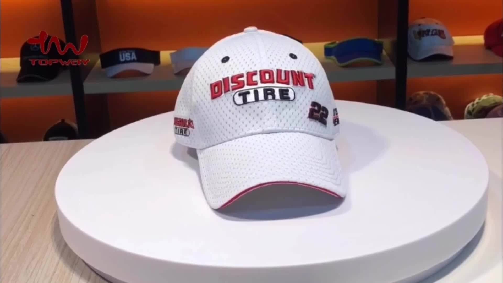 Breathable Perforated Custom 3d Embroidered 6 Panels Sports Caps Racing ...