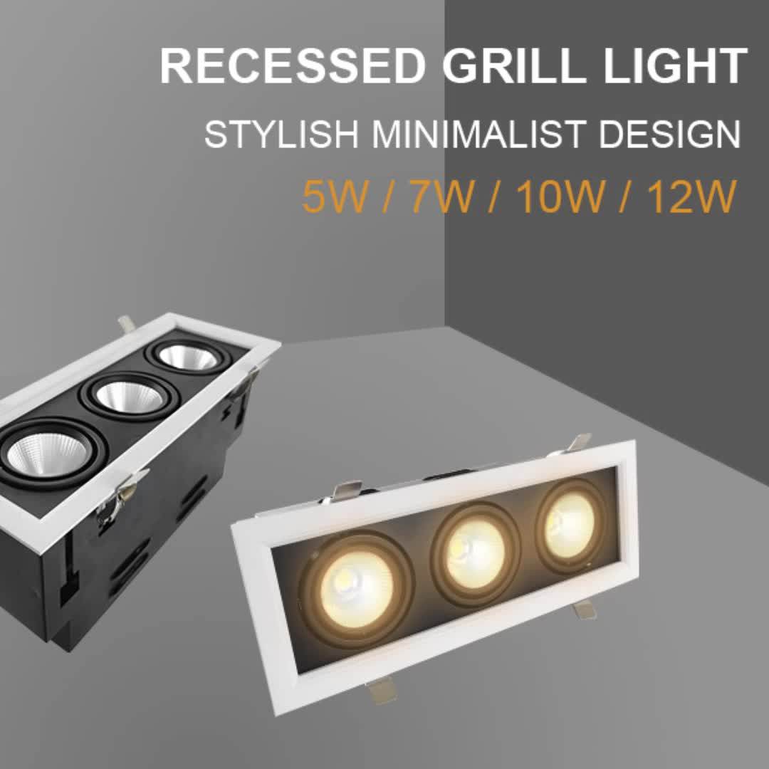Recessed Triple Heads Led Grille Light 5w 7w 10w 12w Ceiling Lights For ...