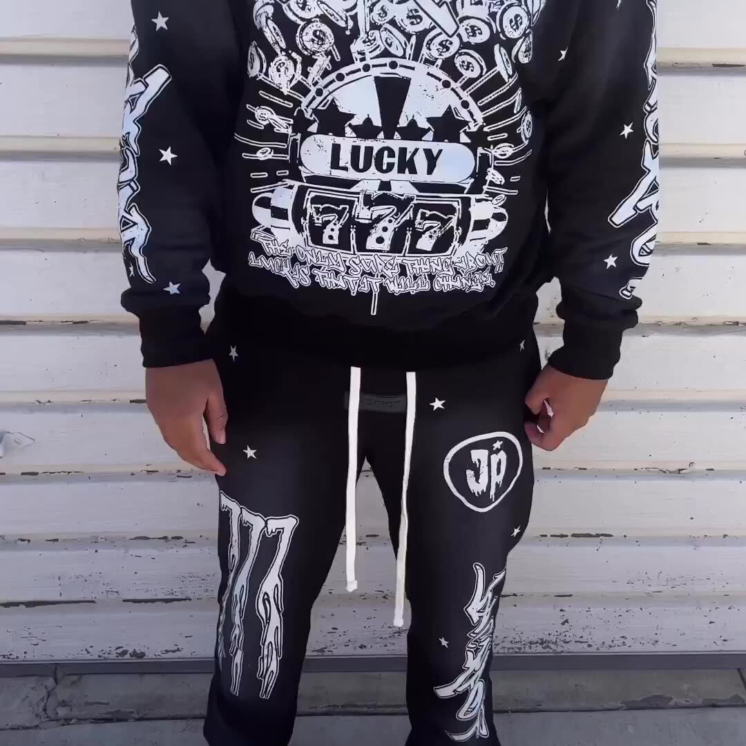 Custom 100% Cotton Cropped Hoodie Mens And Flare Sweat Pants Set Screen ...