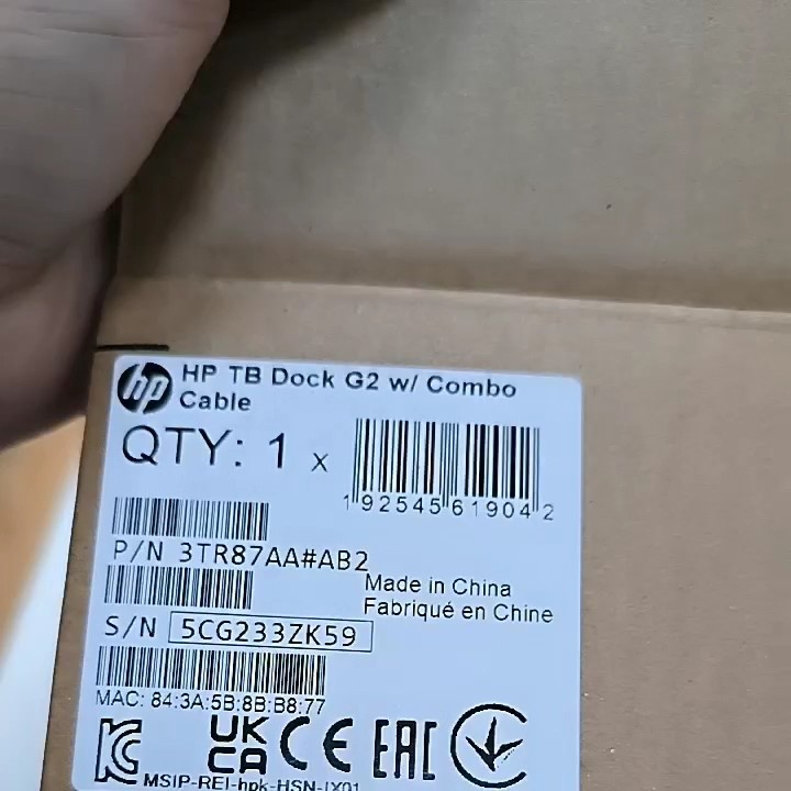 Hp 3tr87aa G2 Thunderbolt Dock Docking Station Combo Cable Usb,Ethernet ...