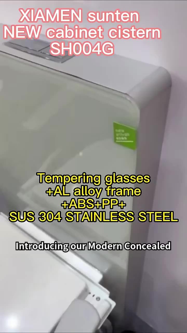 Modern Design Dual Flush Concealed Toilet Cistern Tempered Glass Water ...