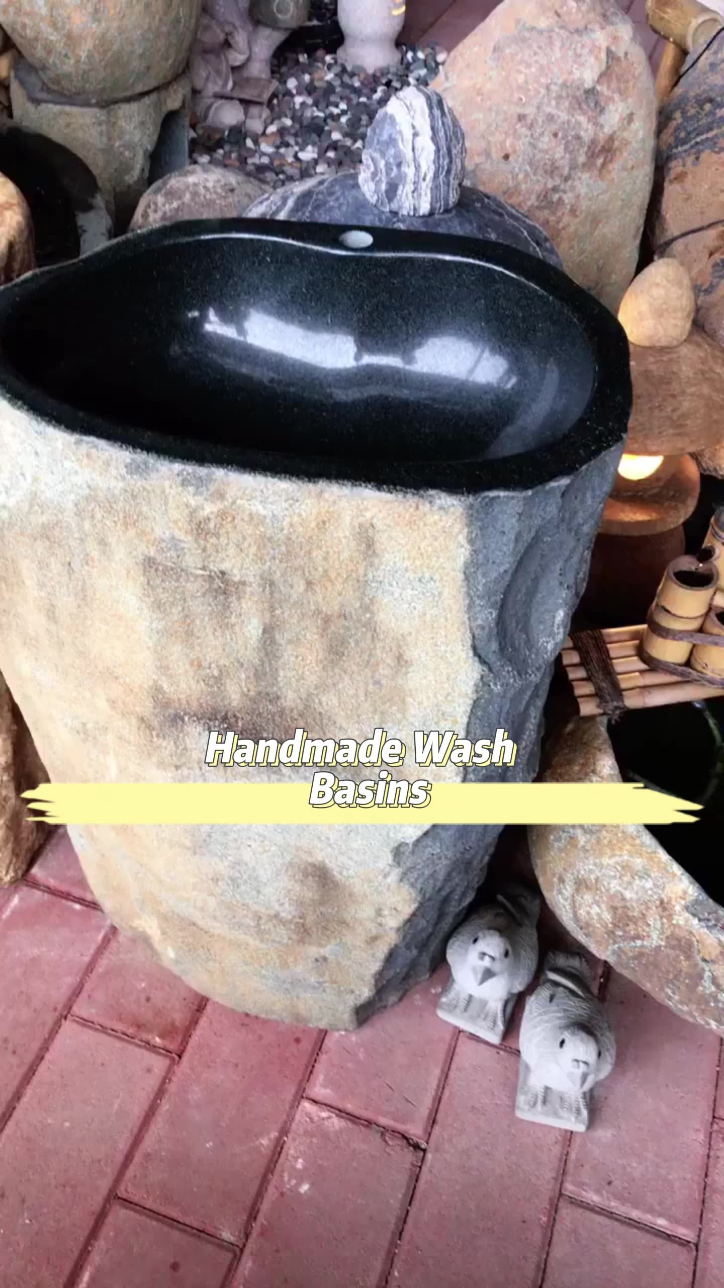 Natural Stone Marble Granite Onyx Sandstone Sink Wash Basin With High ...