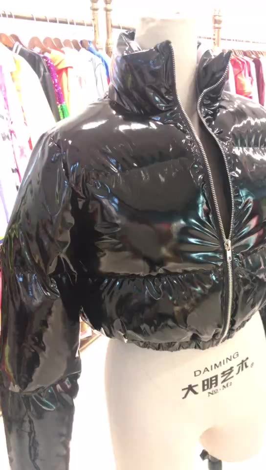 Boohoo Black Crop Hooded Puffer Jacket Women Oversized Outdoor Bomber ...